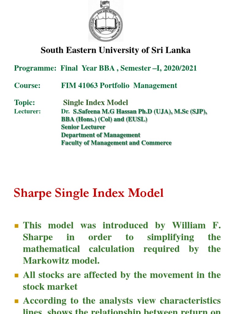 Single Index Model | PDF | Beta (Finance) | Variance