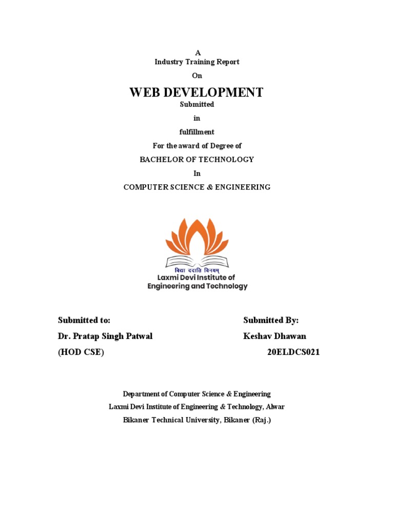 Keshav Report Front | PDF | World Wide Web | Internet & Web
