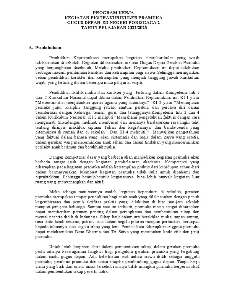 Program Kerja Pramuka | PDF