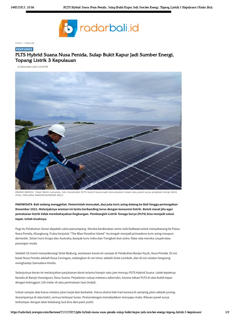 PLTS Hybrid Suana Nusa Penida, Sulap Bukit Kapur Jadi Sumber Energi ...