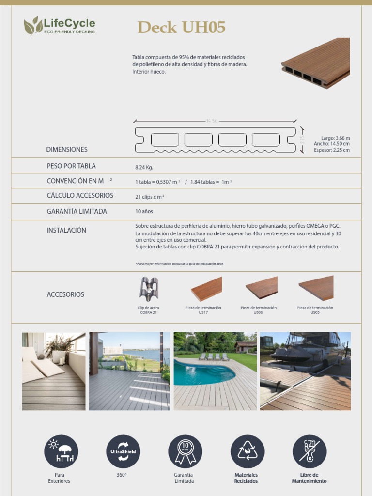 Deck UH05: Tabla Reciclada y Especificaciones | PDF