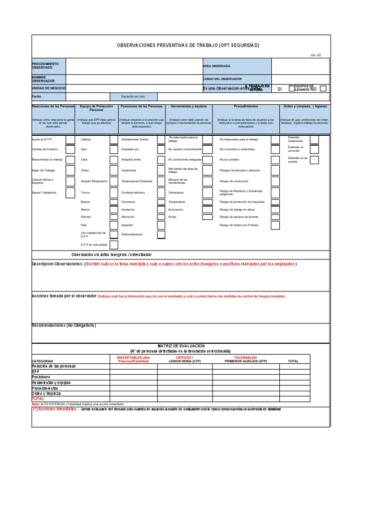 Observaciones Preventivas de Seguridad | PDF