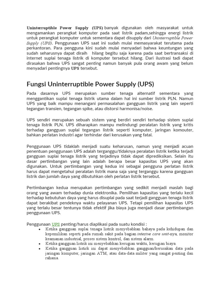 Uninterruptible Power Supply | PDF