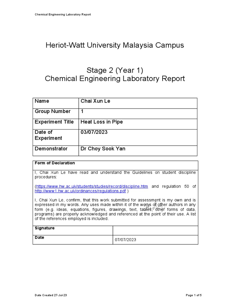 Experiment 9-Heat Loss in Pipe | PDF | Heat Transfer | Thermal Insulation