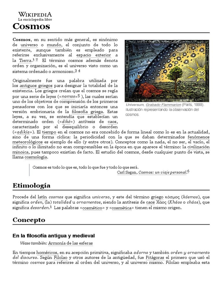 Definición y significado del cosmos | PDF | Metafísica | Naturaleza
