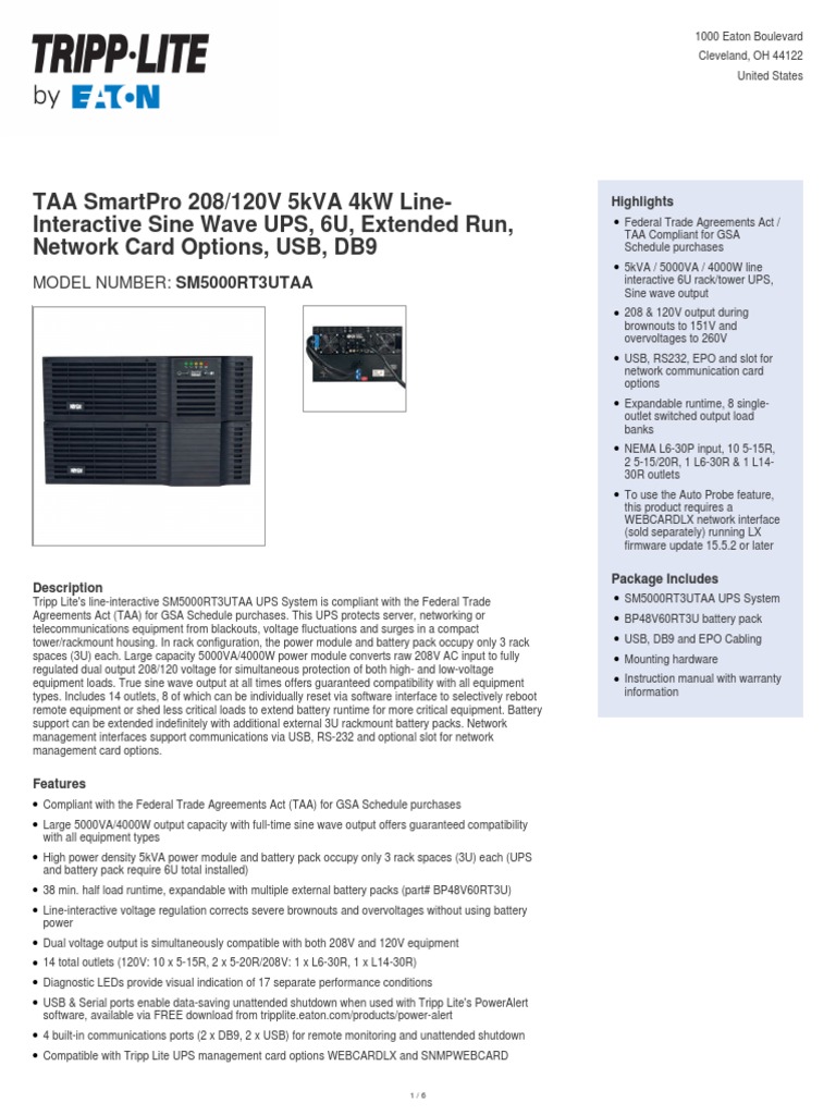 SM 5000 RT 3 Utaa | PDF | Mains Electricity | Alternating Current