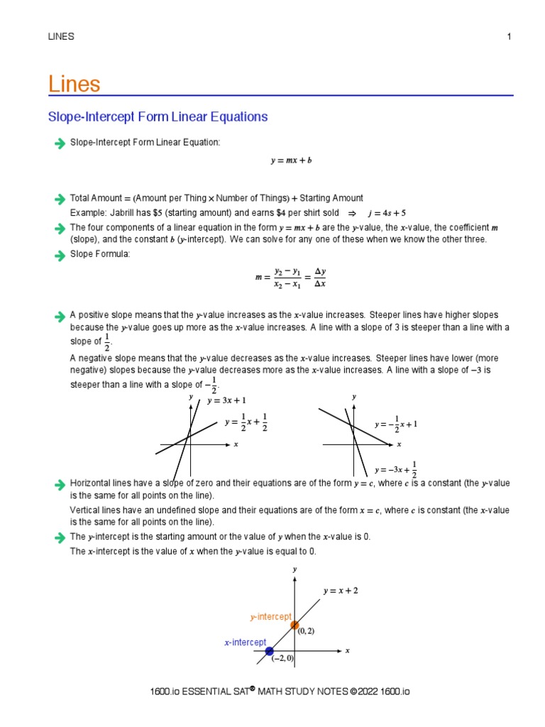 1600.io Essential SAT Math Study Notes - V1.3 | PDF | Equations ...