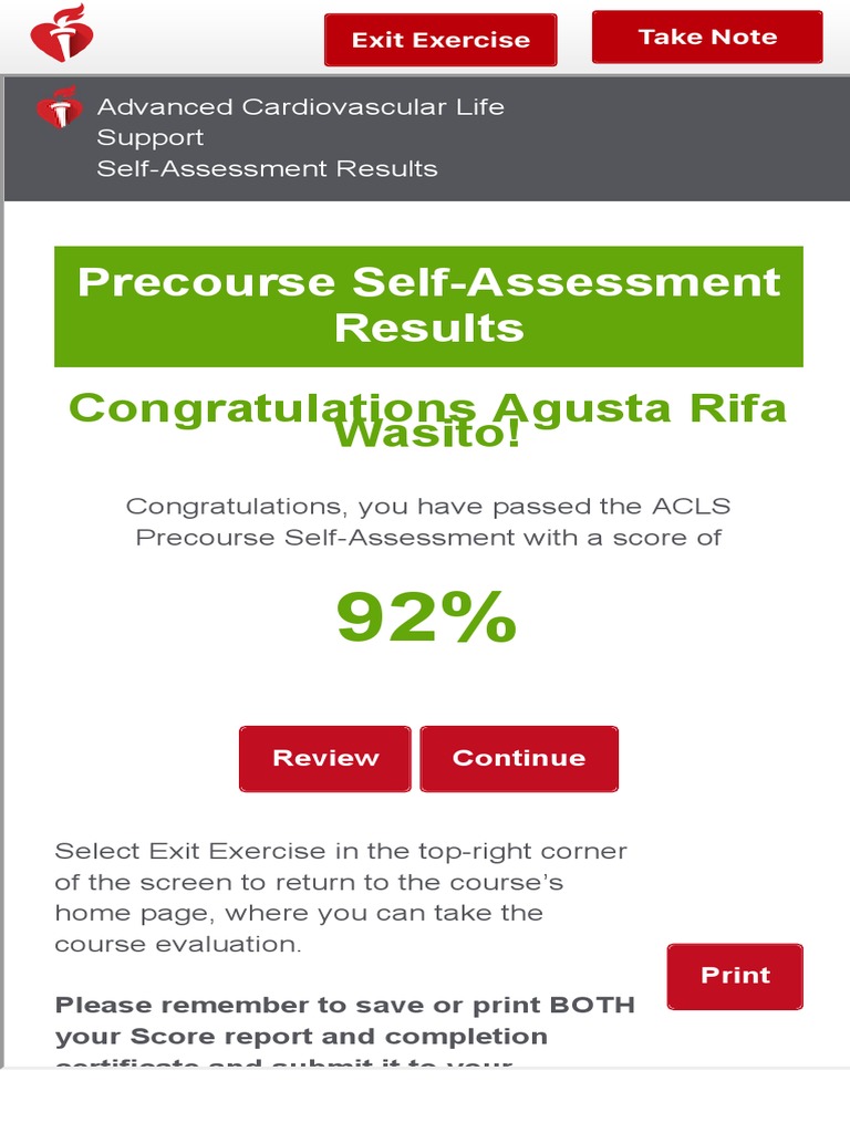 Course Exercise - ACLS Precourse Self-Assessment 8 | PDF