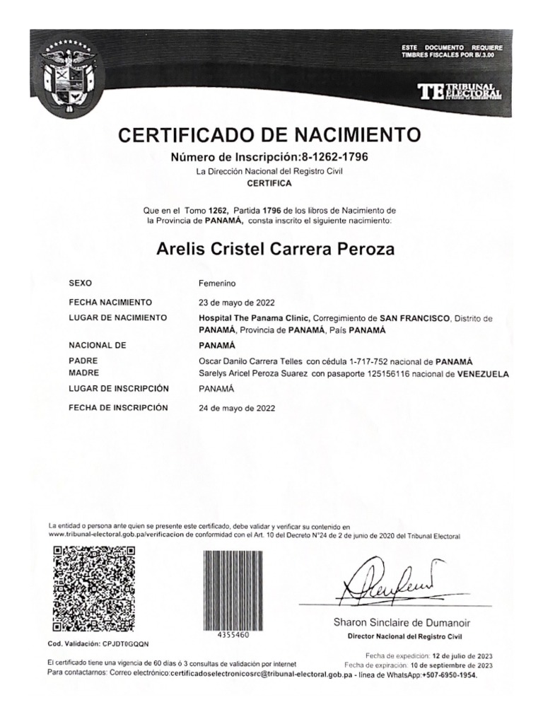 Certificado de Nacimiento | PDF
