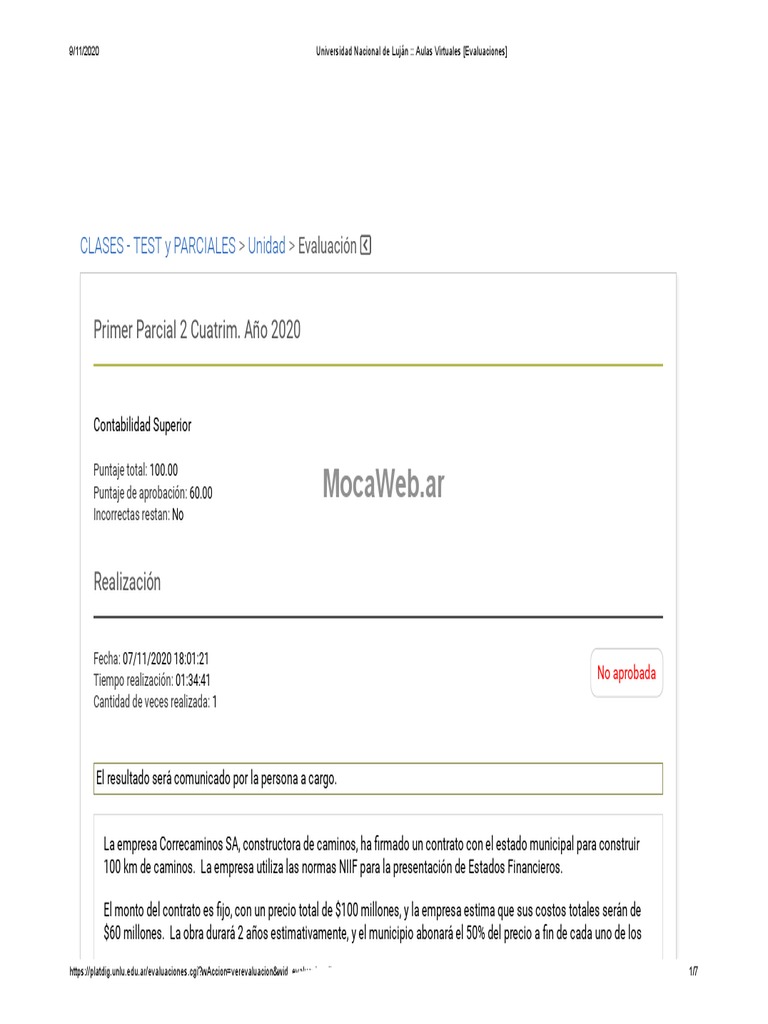 1er Parcial Conta Superior 2c 2020 Con Correccion | PDF | Depreciación ...