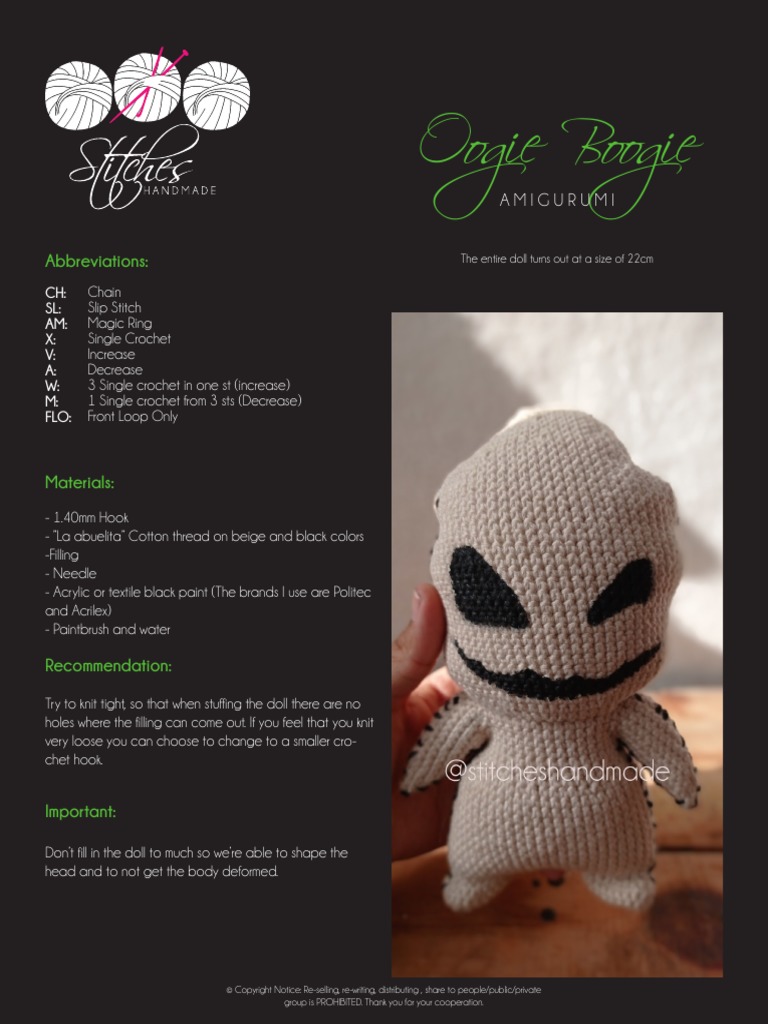 Stitches Handmade Oogie Boogie | PDF | Textile Industry | Clothing