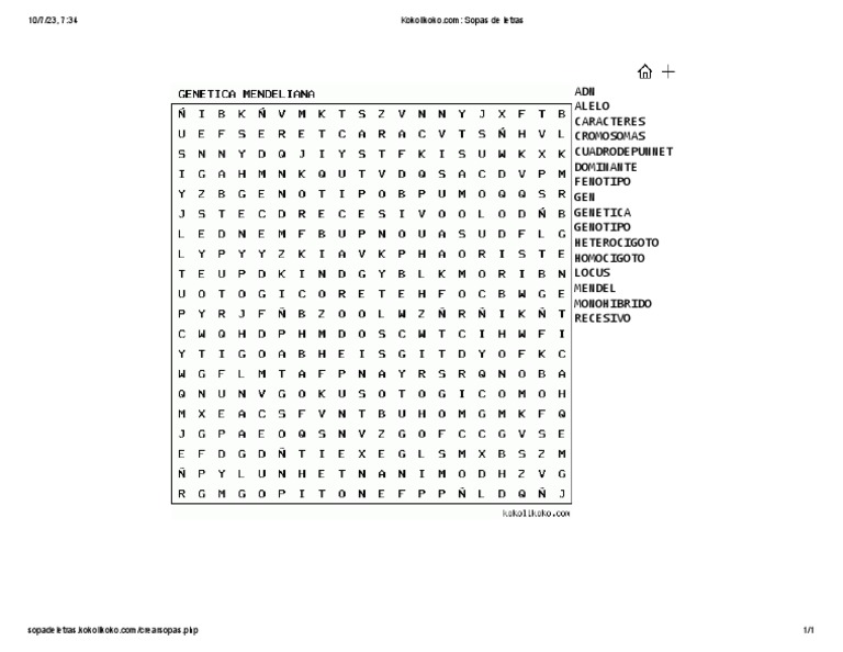 Sopas de Letras de Genética y Goku | PDF