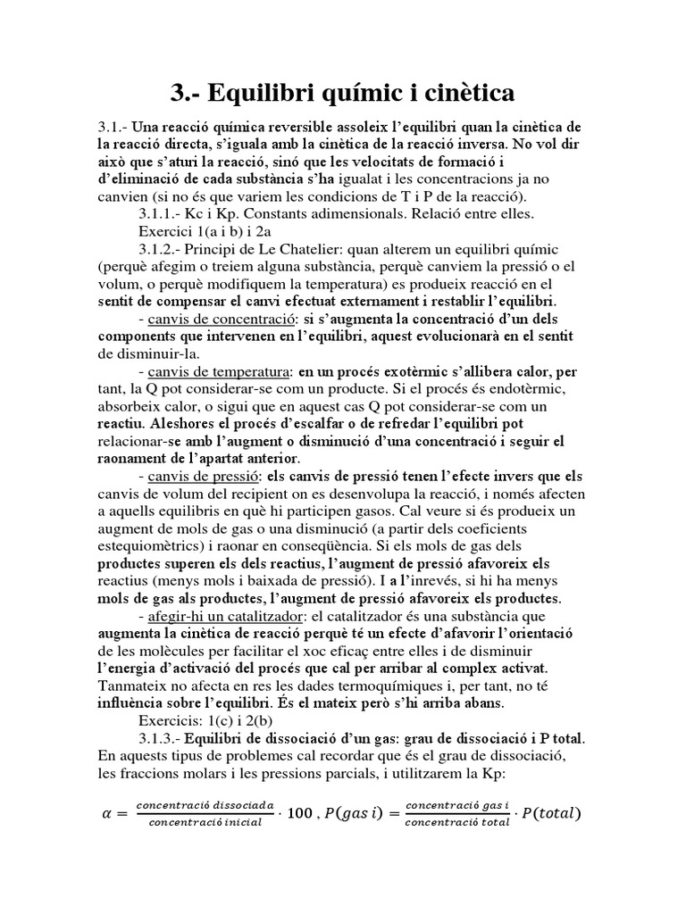 3 Equilibri Cinètica | PDF