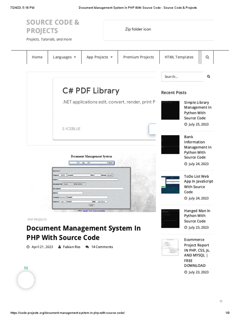 Document Management System in PHP With Source Code - Source Code & Projects | PDF | Php ...