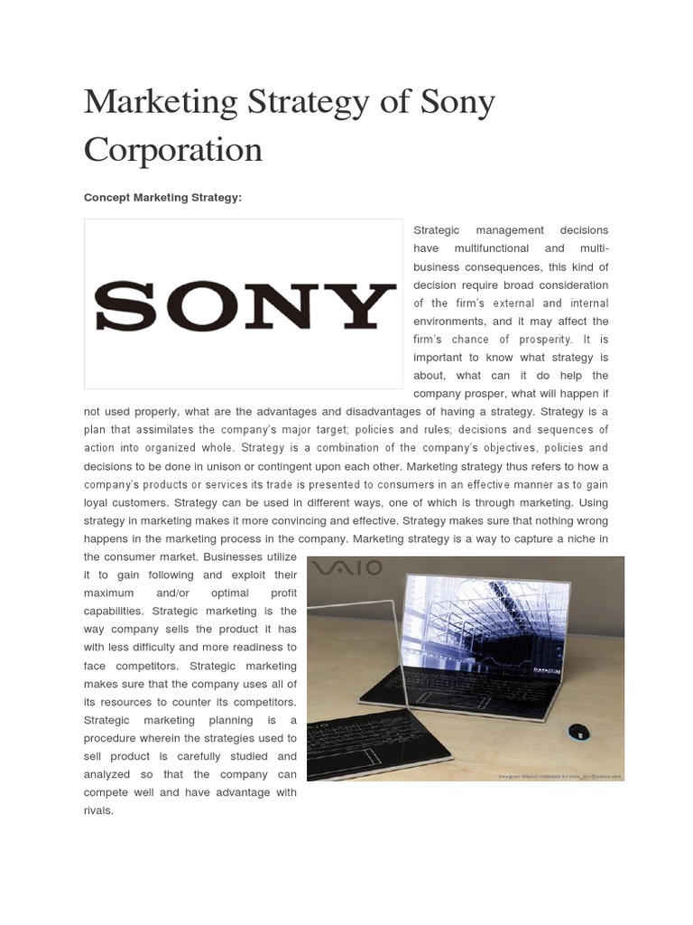 Case Study On Marketing Strategy of Sony Corporation | PDF | Strategic ...