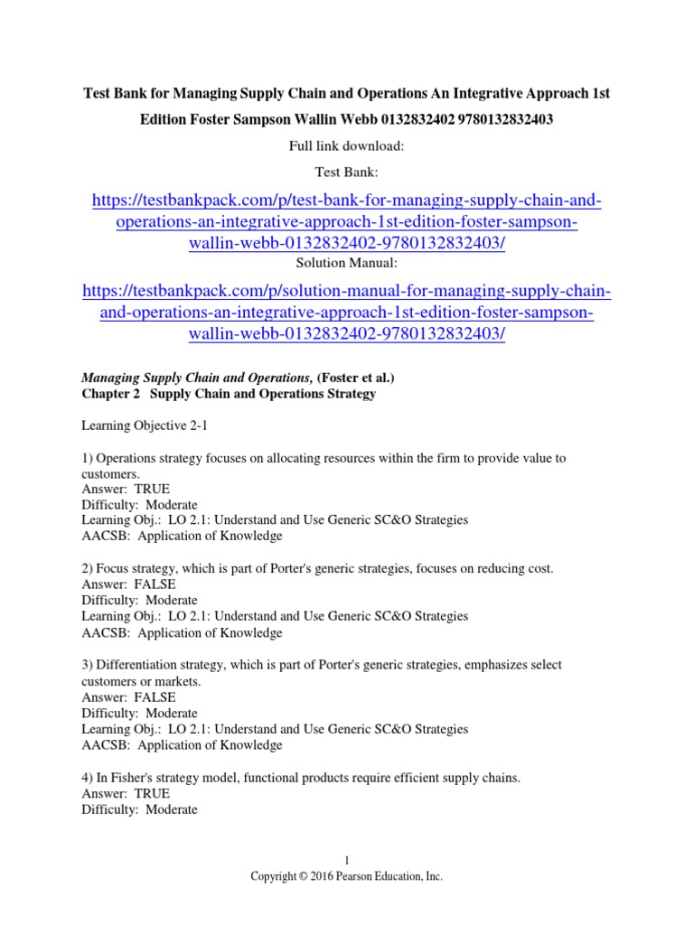 Managing Supply Chain and Operations An Integrative Approach 1st ...