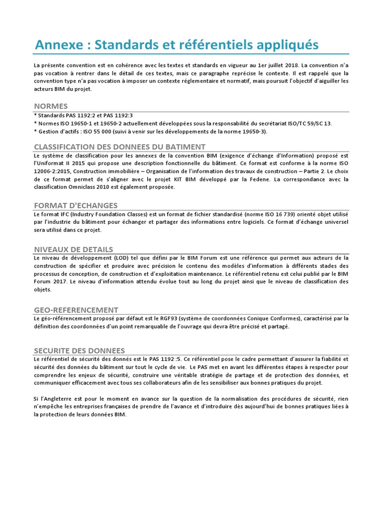 Standards et Référentiels BIM 2018 | PDF