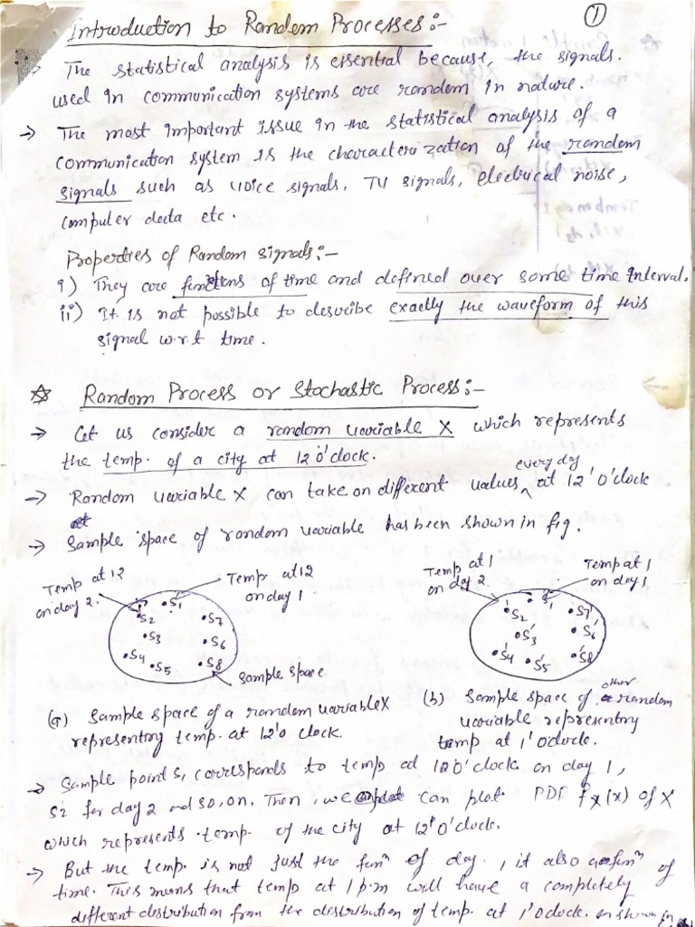 Random Process and Random Variable ITC Notes | PDF