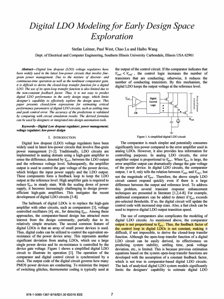 Leitner Et Al 2016 Digital Ldo Modeling For Early Design Space
