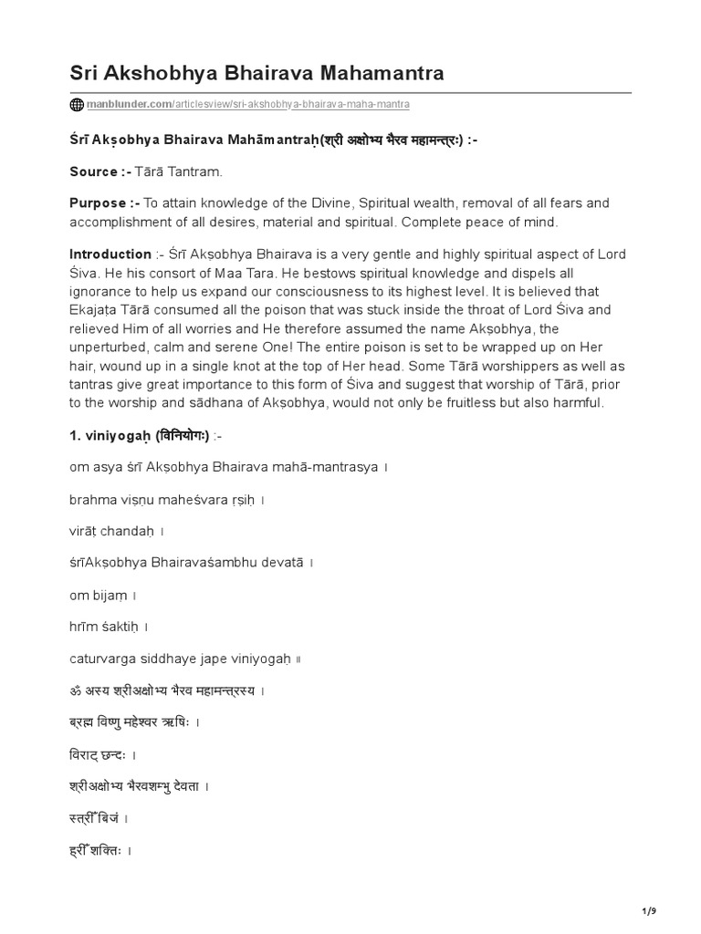 manblunder.com-Sri Akshobhya Bhairava Mahamantra | PDF | Hand | Finger