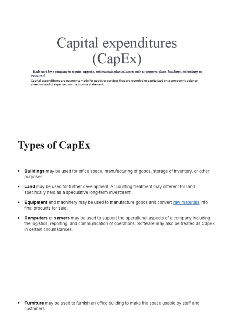 Capital Expenditures (CapEx) | PDF | Capital Expenditure | Expense