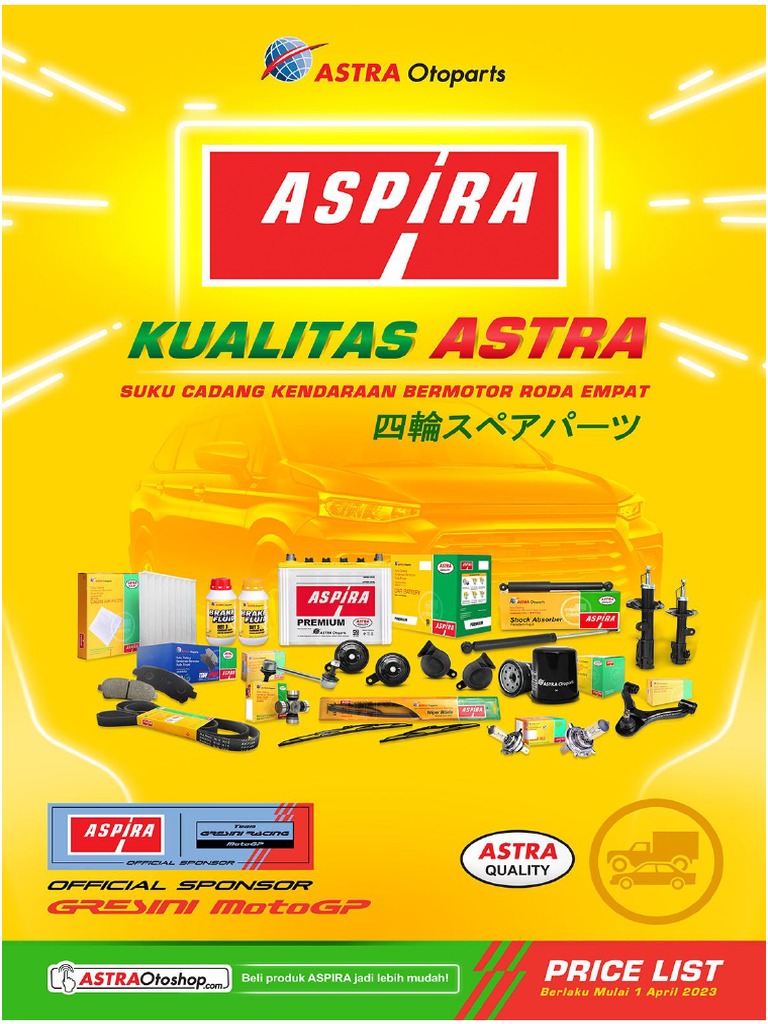 Aspira Parts 4w - Pricelist (Update 1 April 2023) | PDF | Product Introductions | Car Manufacturers