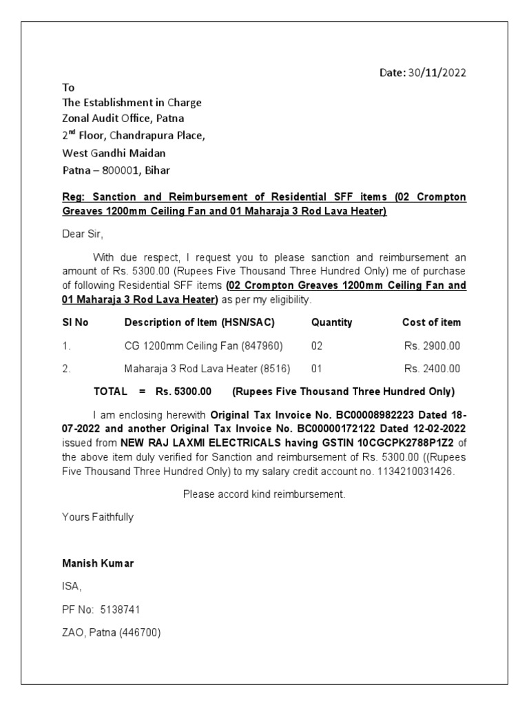 Letter To GAD Patna For SFF Item | PDF | Economies