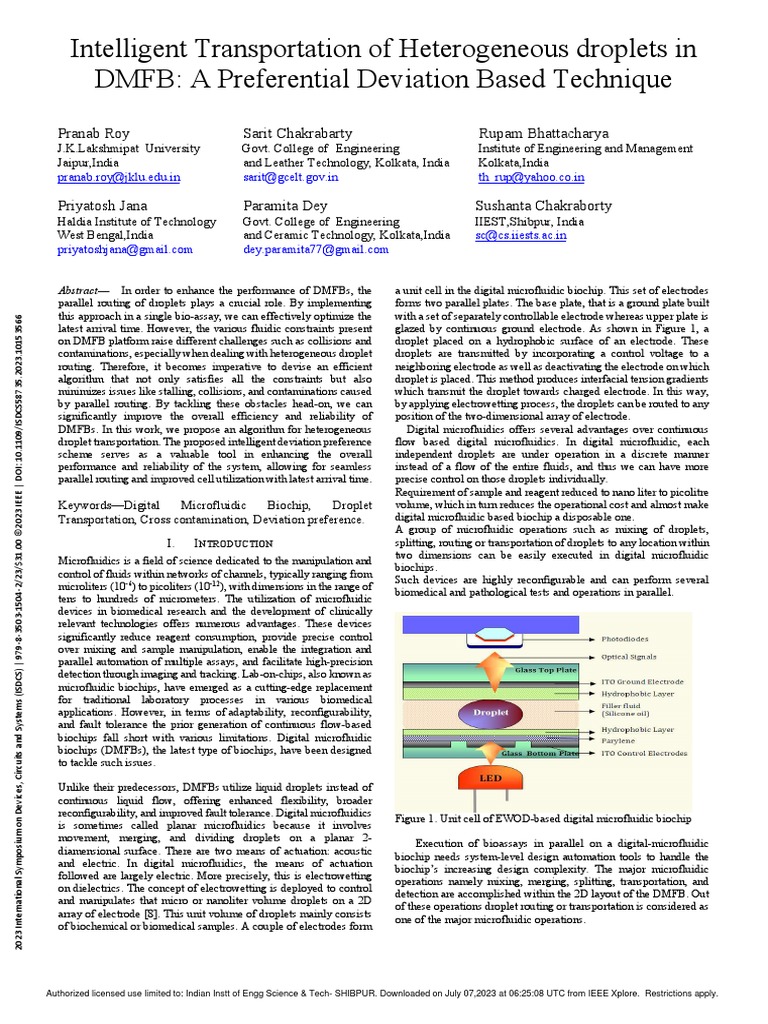 Intelligent Transportation of Heterogeneous Droplets in DMFB A Preferential Deviation Based ...