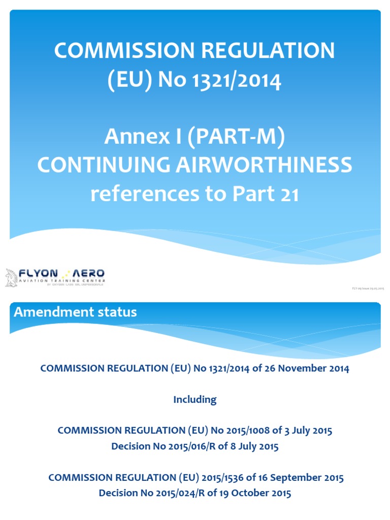 Part M References To Part 21 - Regulation Course (P) | PDF | Transport ...