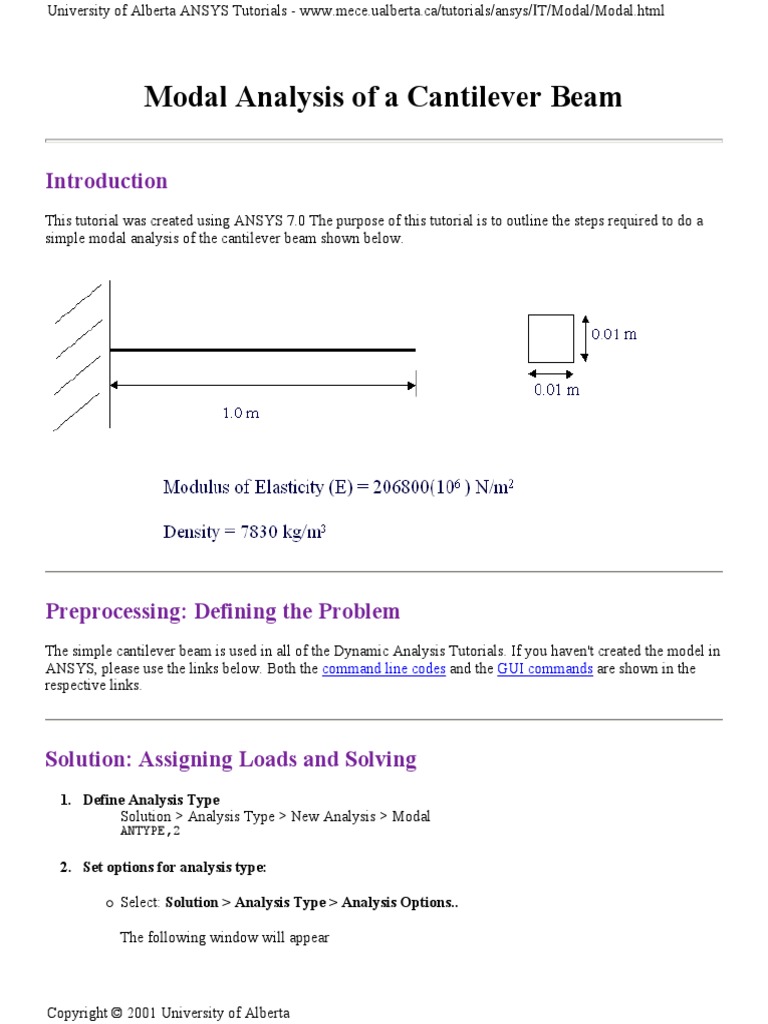 7 - Modal Analysis of A Cantilever Beam | PDF