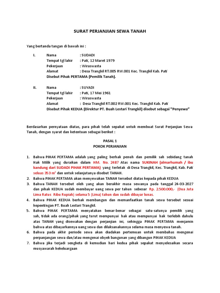 Sewa Lahan Pool Edit | PDF