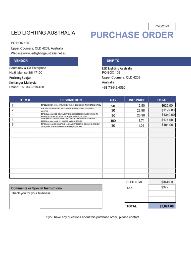 Purchase Order | Download Free PDF | Building Technology | Electrical ...