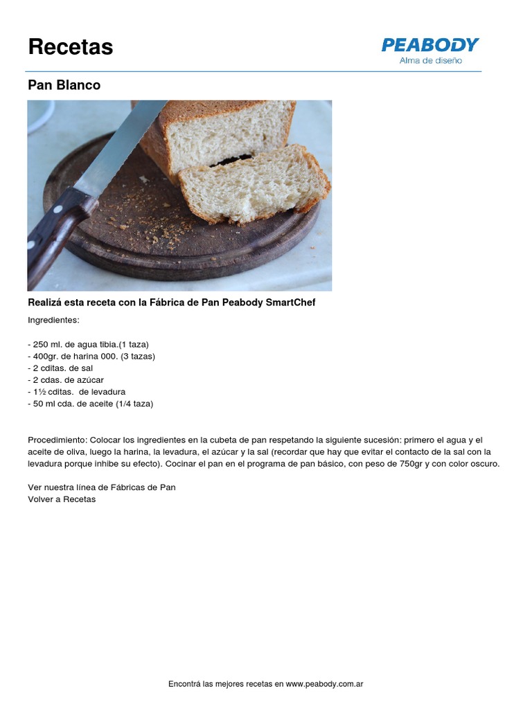 Receta de Pan Blanco Hondureño | PDF