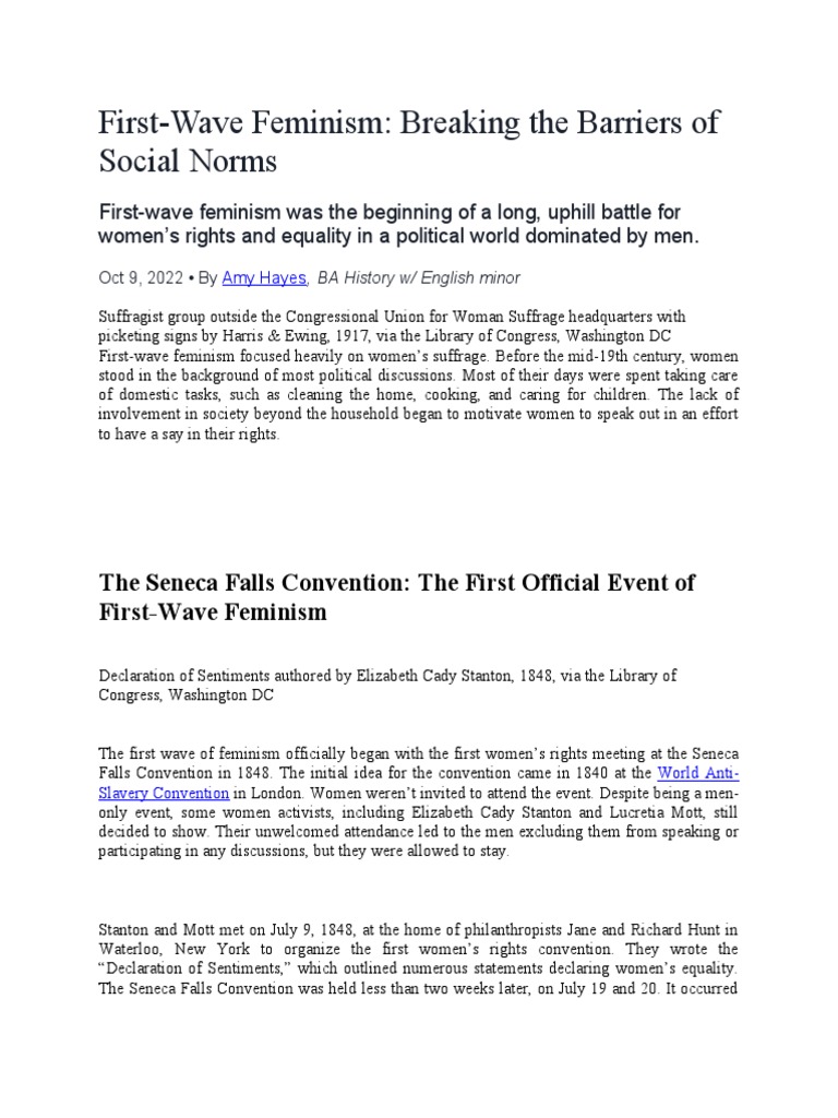 First Wave | PDF | Gender Studies | Feminism