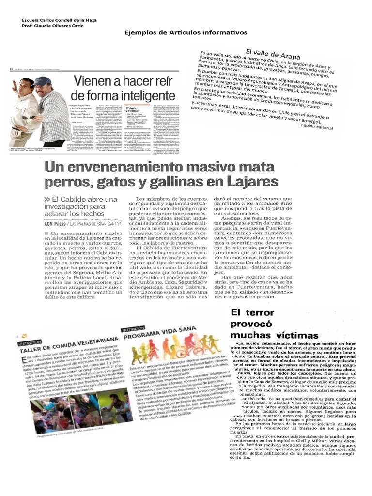 Ejemplos de Artículos Informativos 5to | PDF
