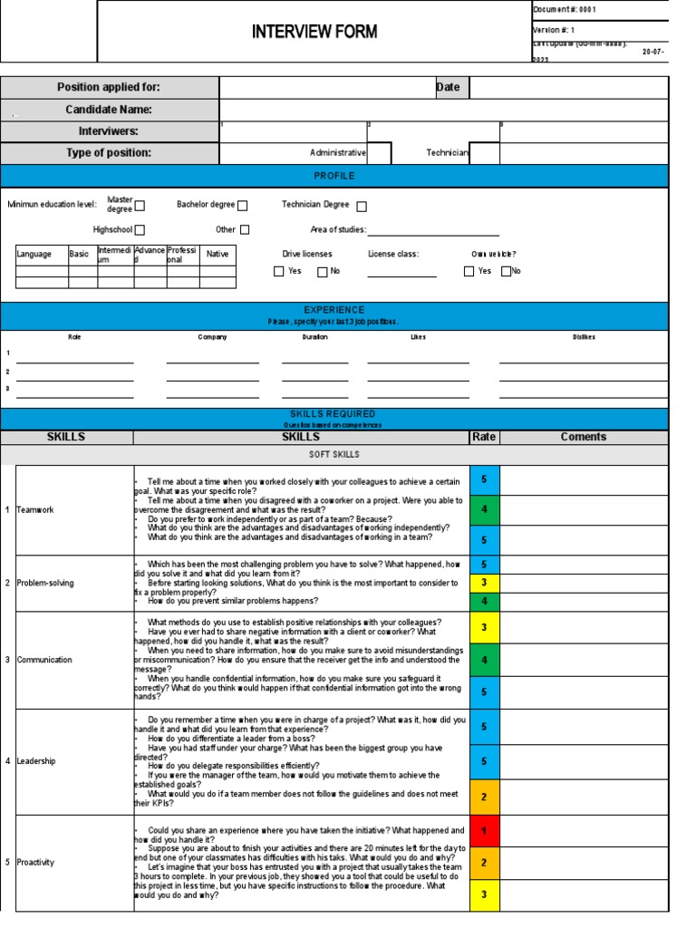 Job Interview Template | PDF