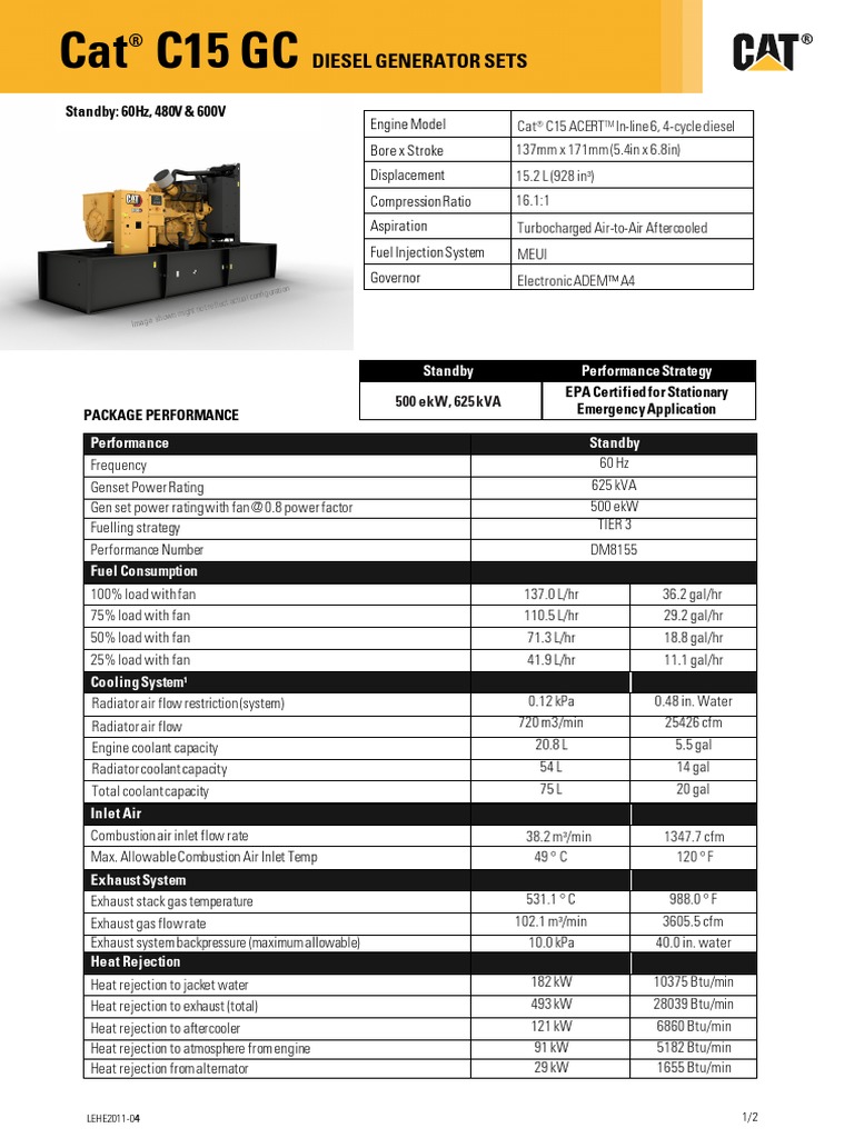 New Caterpillar CAT C15 GC Submittal | PDF | Diesel Engine | Exhaust Gas