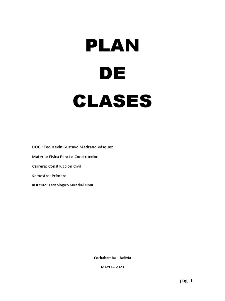 Plan de Clase | PDF | Salón de clases | Maestros