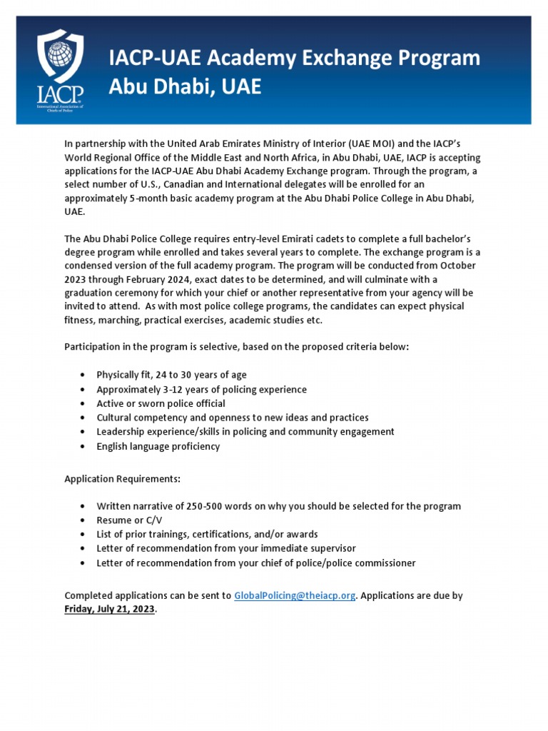 IACP-UAE Academy Exchange Program Details | PDF