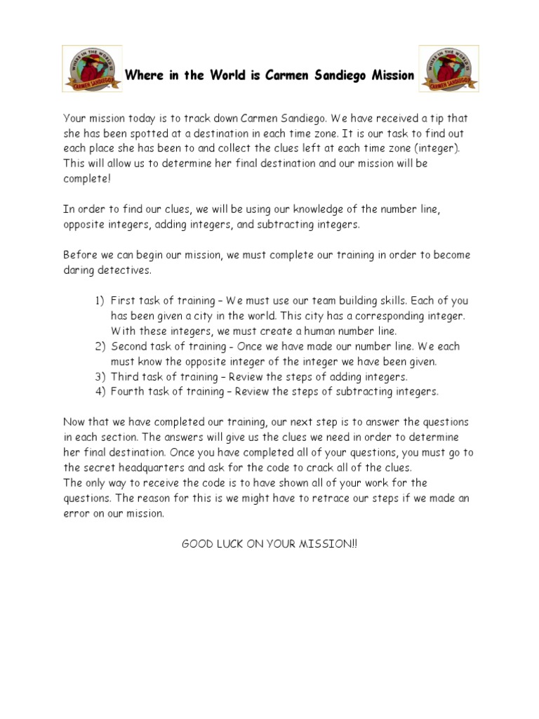 Where in The World Is Carmen Sandiego Mission | PDF | Mathematics