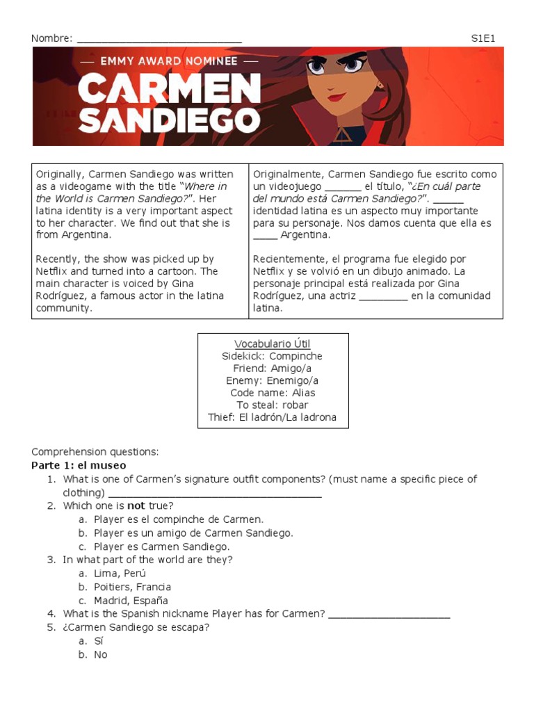 The World Is Carmen Sandiego? Del Mundo Está Carmen Sandiego? | PDF