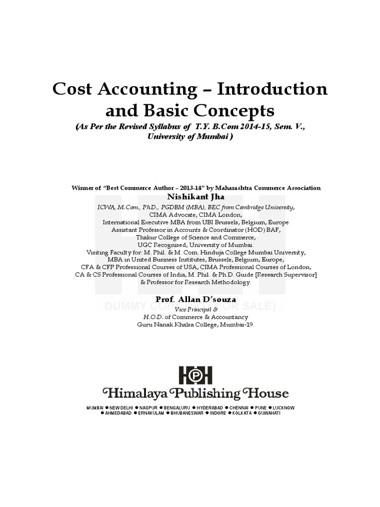 Cost Accounting: Concepts & Syllabus | PDF