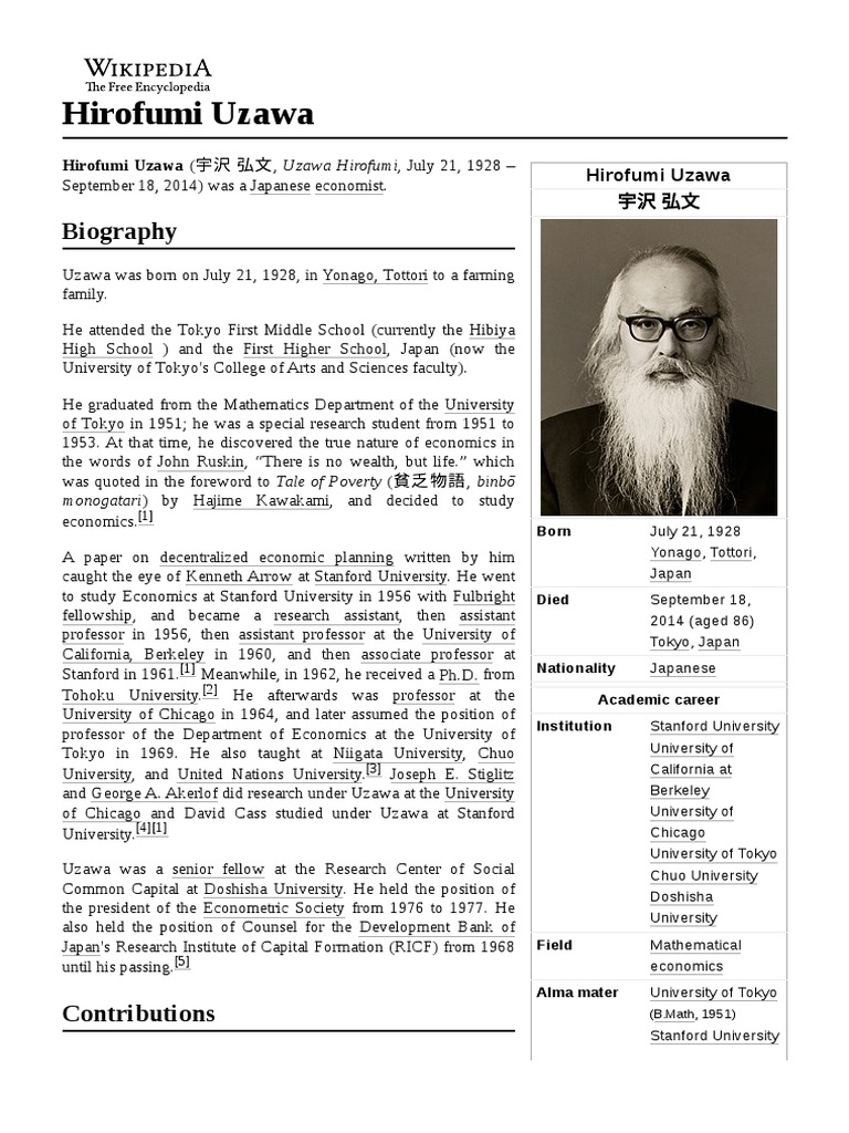Hirofumi Uzawa | PDF | Economies | Economics