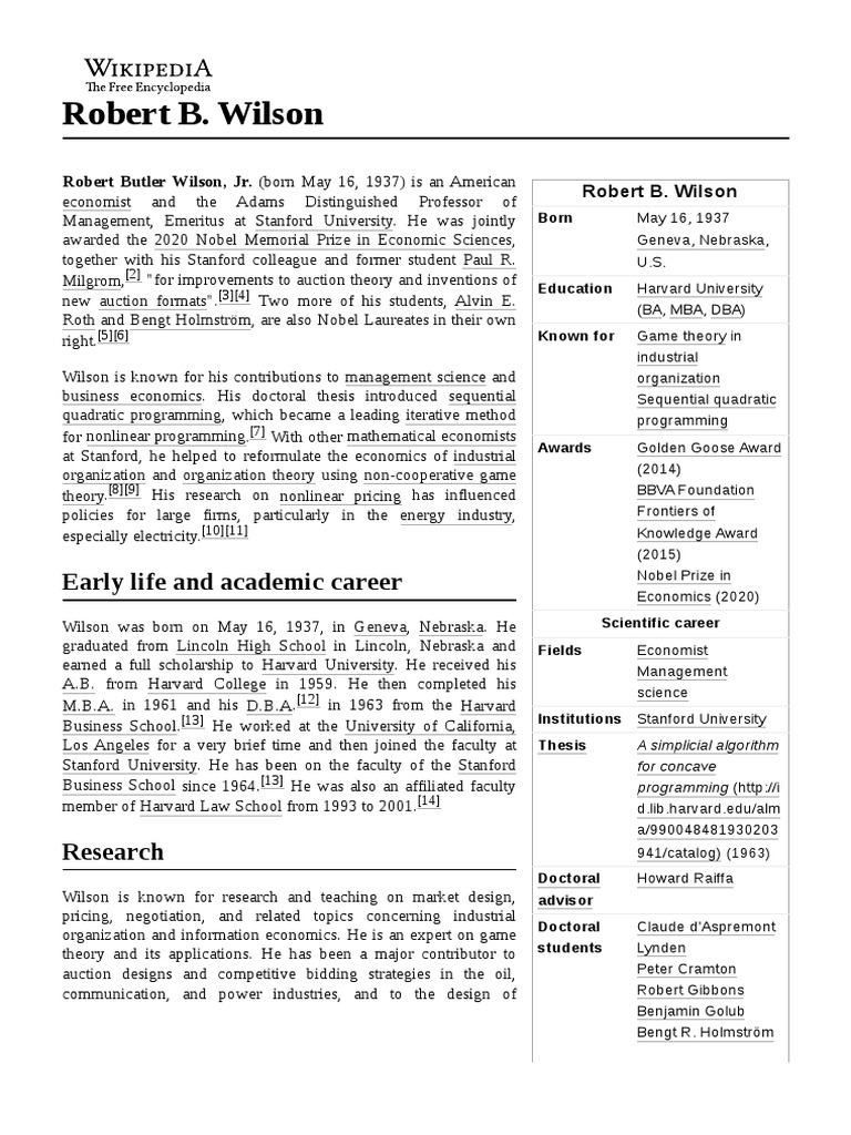 Robert B. Wilson | PDF | Economics | Economies