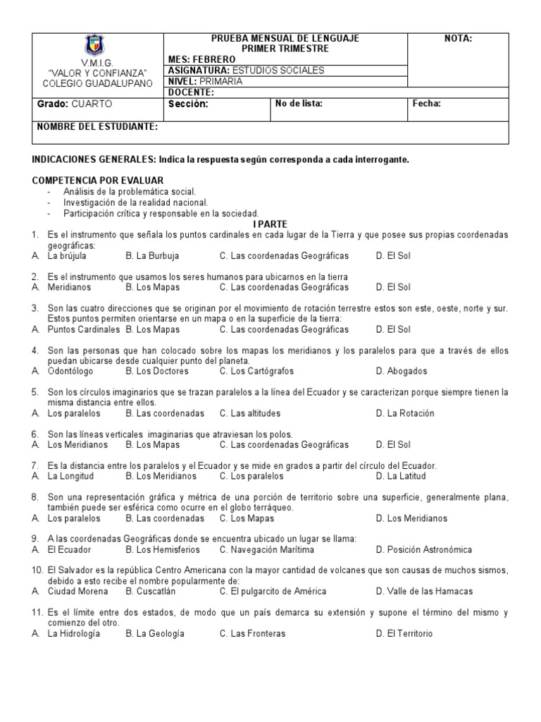 Examen de Estudios Sociales | PDF | Mapa | Tierra
