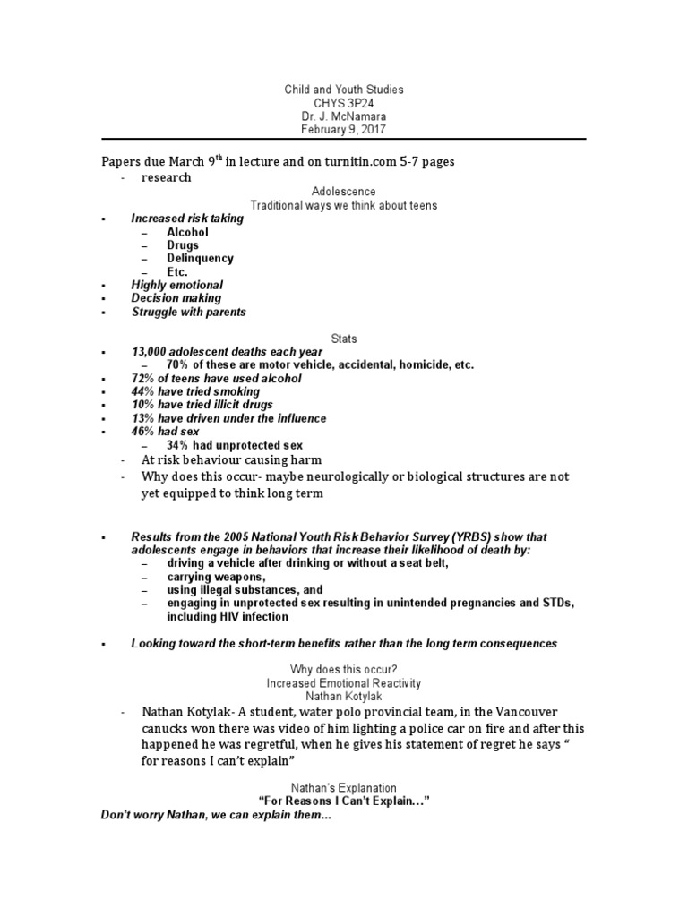 CHYS 3P24 Lecture 5 | PDF | Adolescence | Friendship