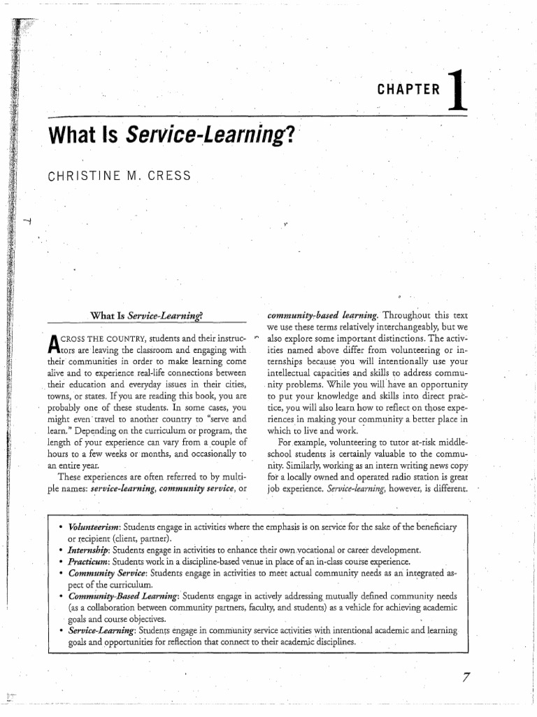 CHYS 2P15 Module 1 - Article 1 | PDF | Service Learning | Pedagogy