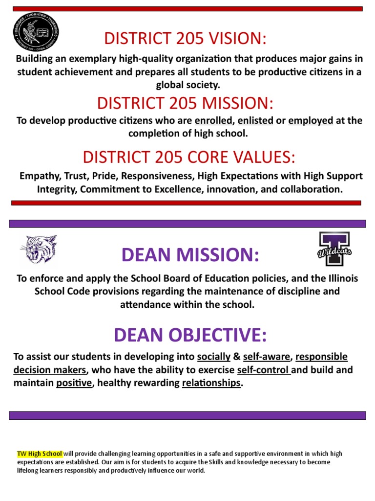 District School Dean Mission Statements | PDF