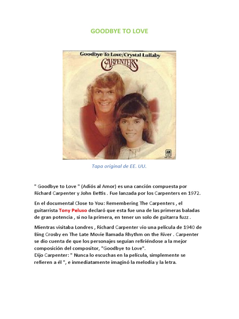 Carpenters y El Solo de Guitarra de Goodbye To Love | PDF | Música ...