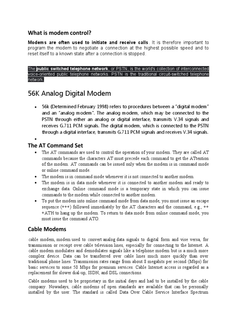 What Is Modem Control | PDF | Modem | Modulation